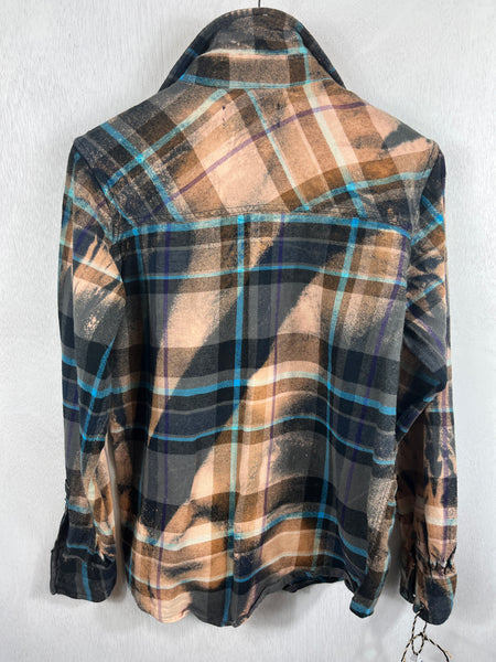 Vintage Turquoise, Black, Grey and Camel Flannel Size Medium – Franklin ...
